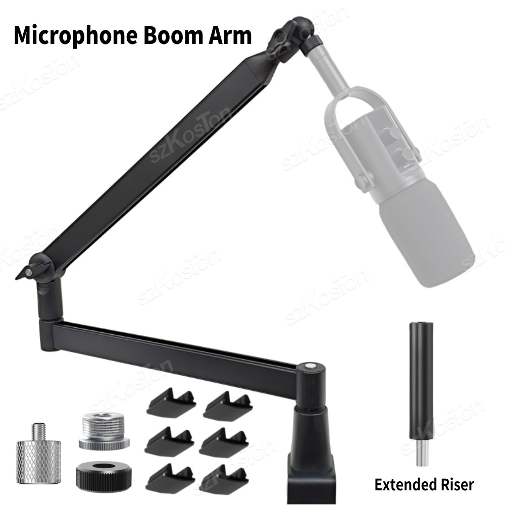 Microphone Boom Arm, Low Profile Adjustable Stick Microphone Arm Stand ...