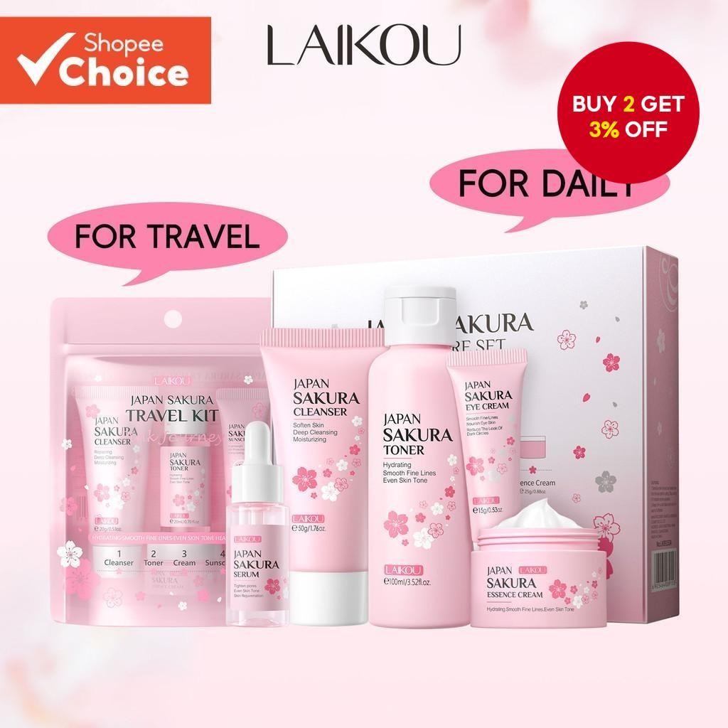 Japan Sakura Whitening Skincare Set 5pcs+4pcs【LAIKOU】Hydrating Fade ...