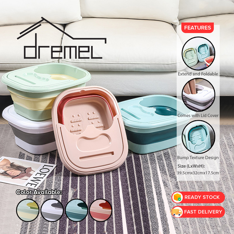 Dremel Foldable Foot Massage Bucket Portable Footbath With Lid Relaxing ...
