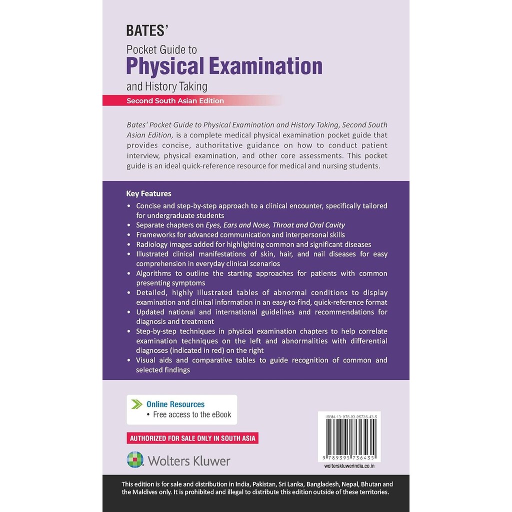 Bates Pocket Guide To Physical Examination And History Taking 2nd ed ...