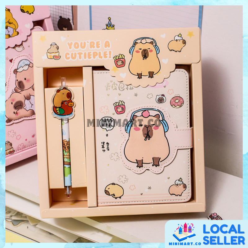 Capybara Notebook and Pen Magnetic Cover Note Book Cute Kapibala ...