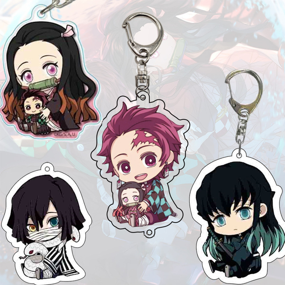 Demon Slayer Kimetsu No Yaiba Key Chain Anime Figure Key Ring Acrylic ...