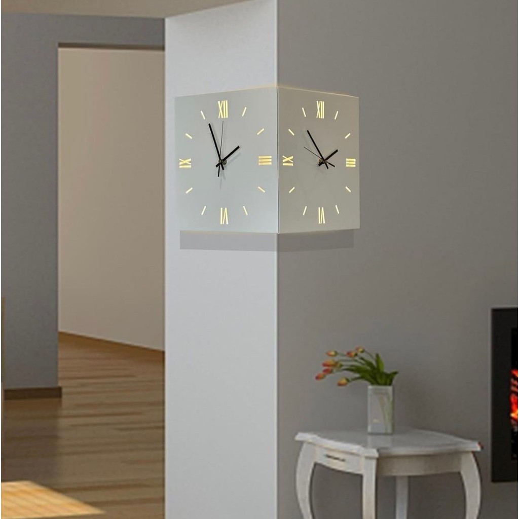 Double sided corner clock 12 inch, LED Wall Clock with remote control ...