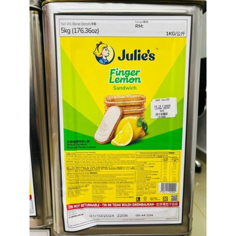 5kg **Julie's Finger Lemon Biscuit / Biskut Lemon Jari ( Tiada Tin ...