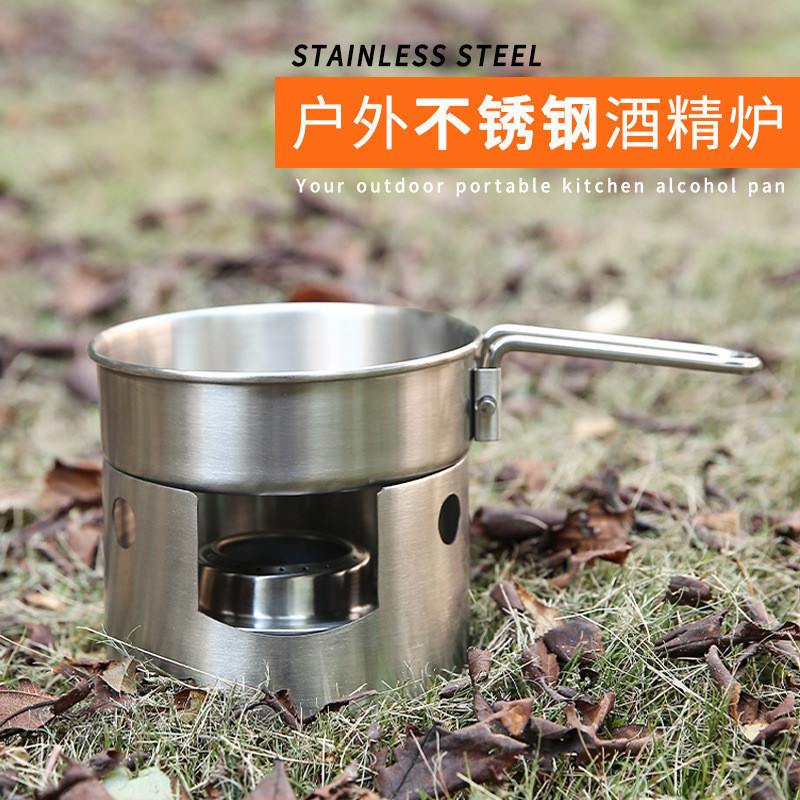 Outdoor Windproof Alcohol Stove Portable Stainless Steel Round ...