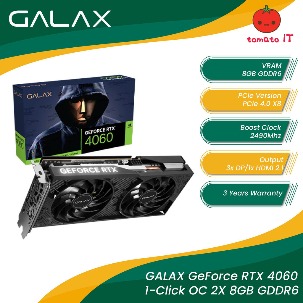 GALAX GeForce RTX 4060 1-Click OC 2X 8GB GDDR6 Graphics Card | Shopee ...