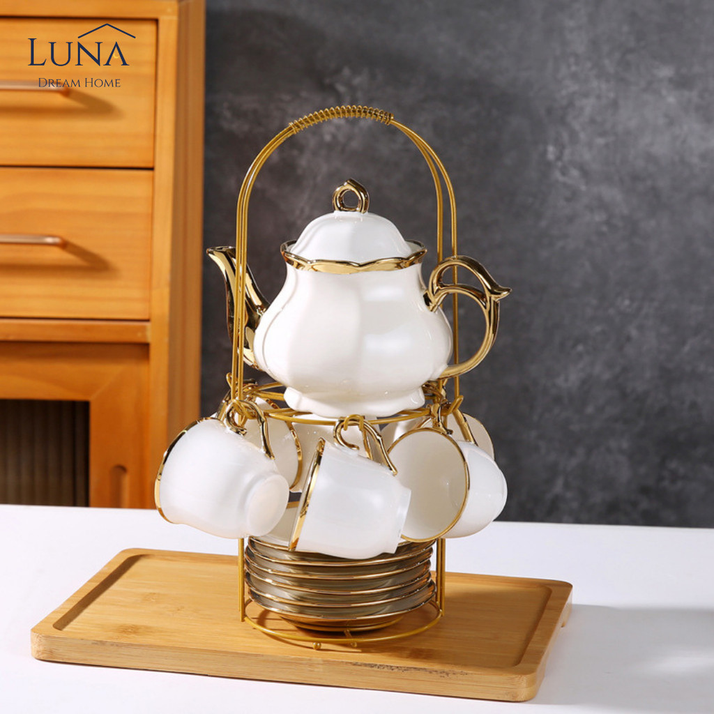 LUNA [Pearl Tea Pot Set] Vintage Luxury Ceramic European Wedding Gift ...