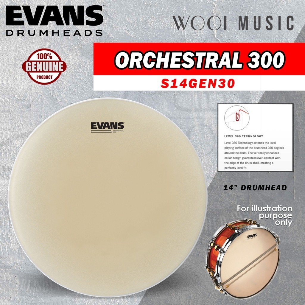 Evans S14GEN30 Orchestral 300 Snare Drumhead (Snare Side) 14'' | Shopee ...