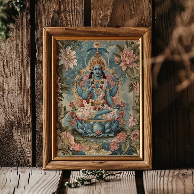 Lord Vishnu Art Print Vishnu Hindu Painting Indian Gift Meditation Home ...