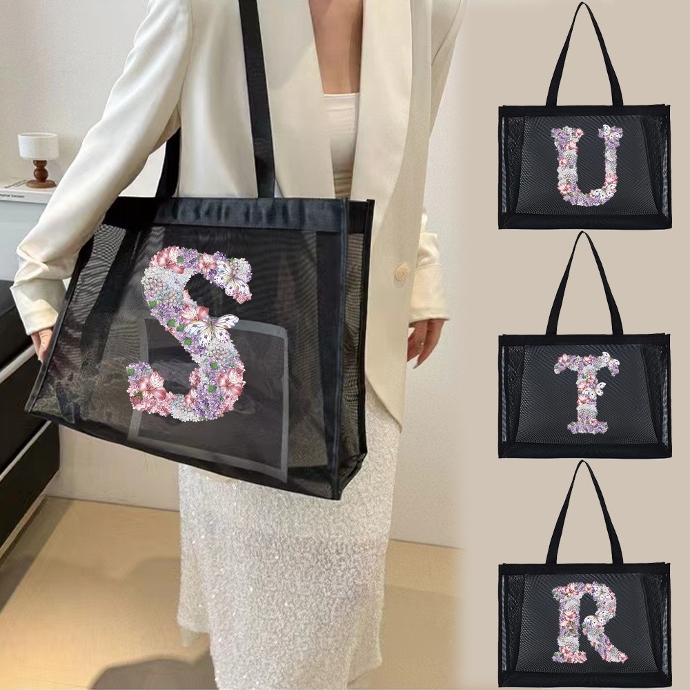 Mesh Shopping Bag Transparent Tote Bags Travel Storage Handbag Wallet ...