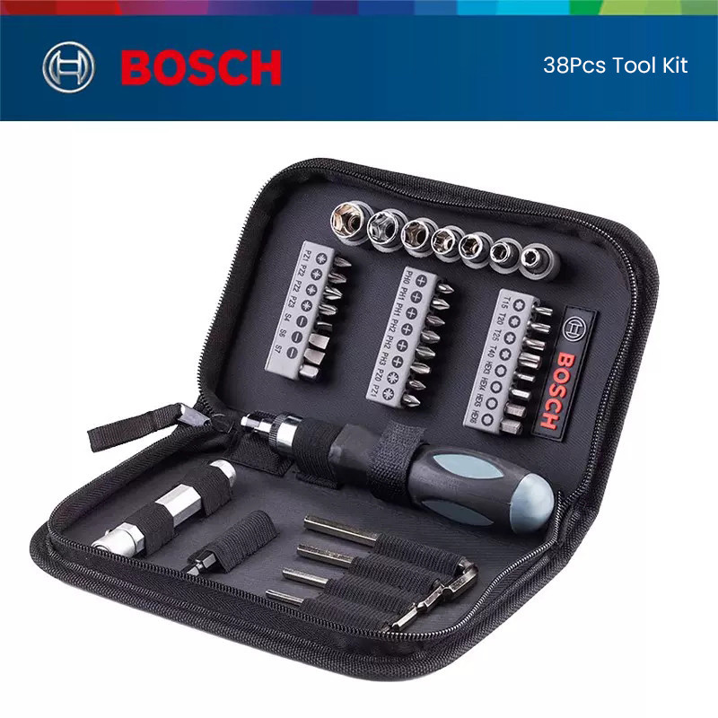 Bosch 38Pcs Electric Screwdriver Kit 1/4 Inch Drive Socket Ratchet ...
