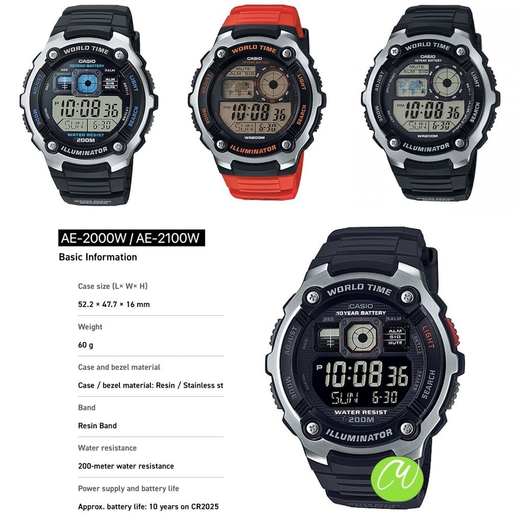 [CASIO MEN] CASIO 10 YEARS BATTERY LIFE MEN SPORT WATCH AE-2100W / AE ...