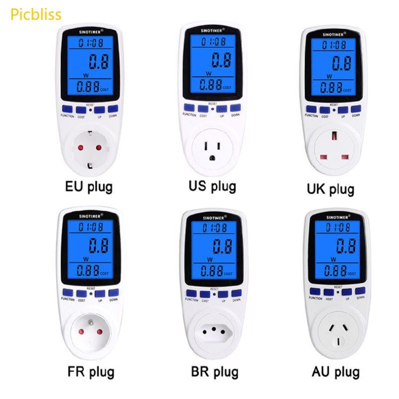 Picbliss Power Meter Plug Digital LCD Display 7 Display Mode Wattmeter ...