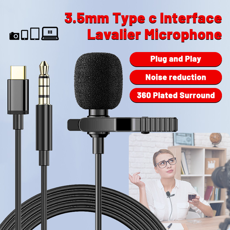 24h Ship Type C/ios MicroLavalier Microphone Mini Mic Lapel Noise ...