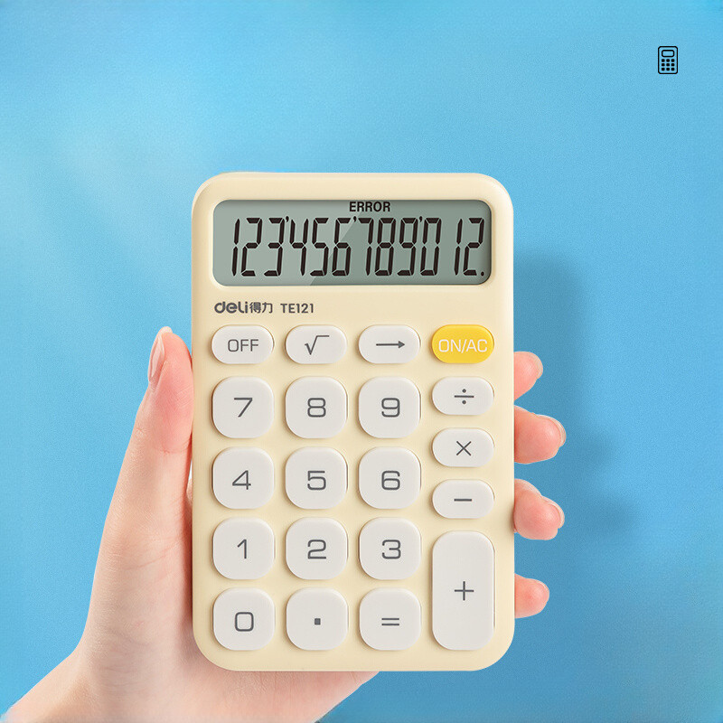 Deli 12 Digits Electronic Calculator School Button Cell Calculator for ...