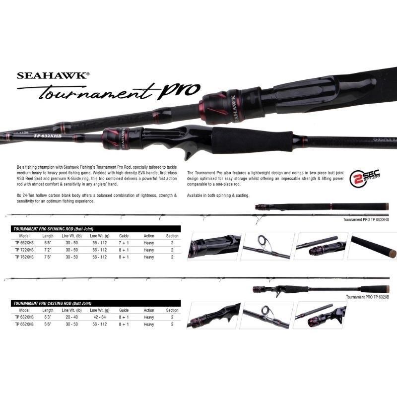 SEAHAWK TOURNAMENT PRO SPINNING & BAIT CASTING ROD 🔥Ready Stock🔥 100% ...