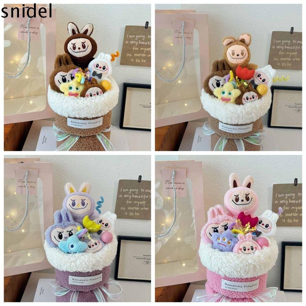 SNIDEL Labubu Plush Doll Bouquet, Soft Stuffed Cartoon Plush Flower ...