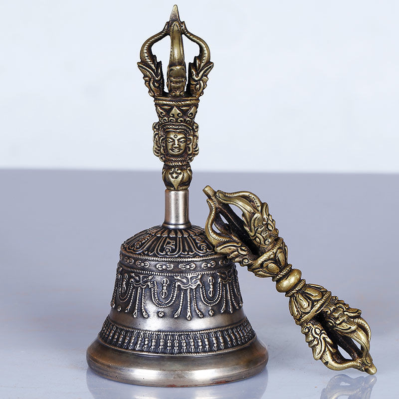 Nepal Hand-Carved Five-Strand Dharma Bell Vajra Bell Pure Copper Bell Crisp Sound Loud Echo Long ...