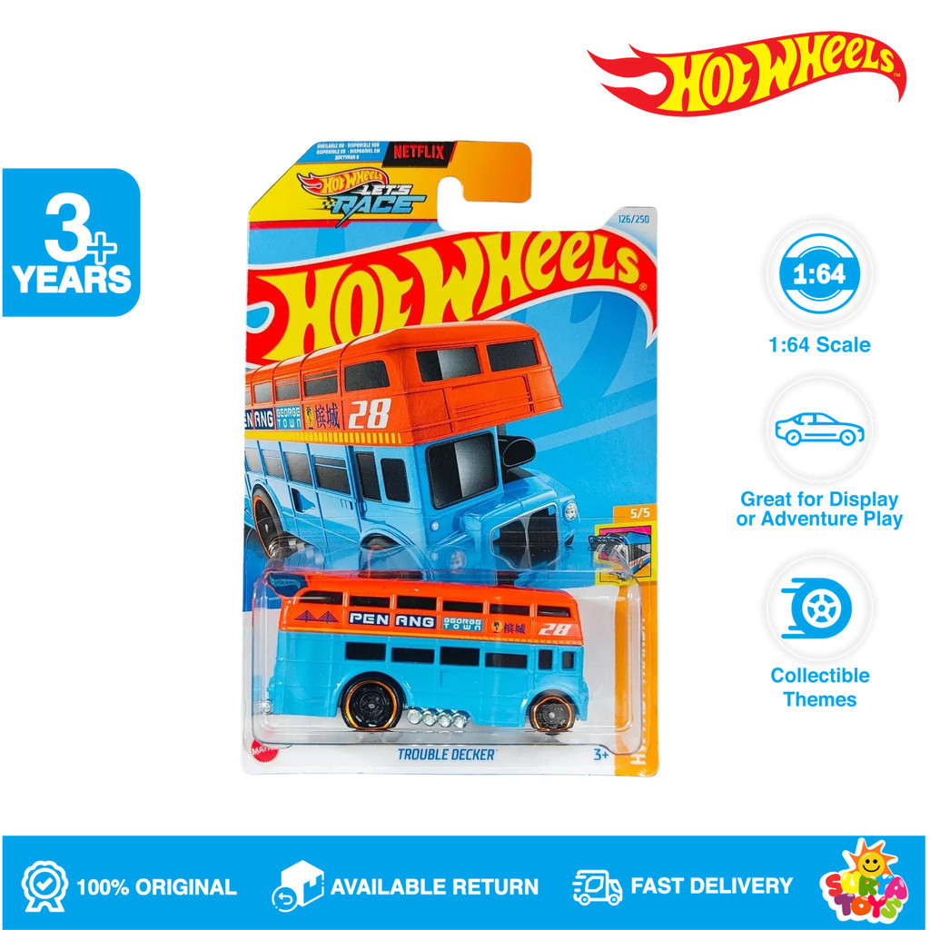 Hot Wheels Trouble Decker Blue - Lot M/L 2024 | Shopee Malaysia