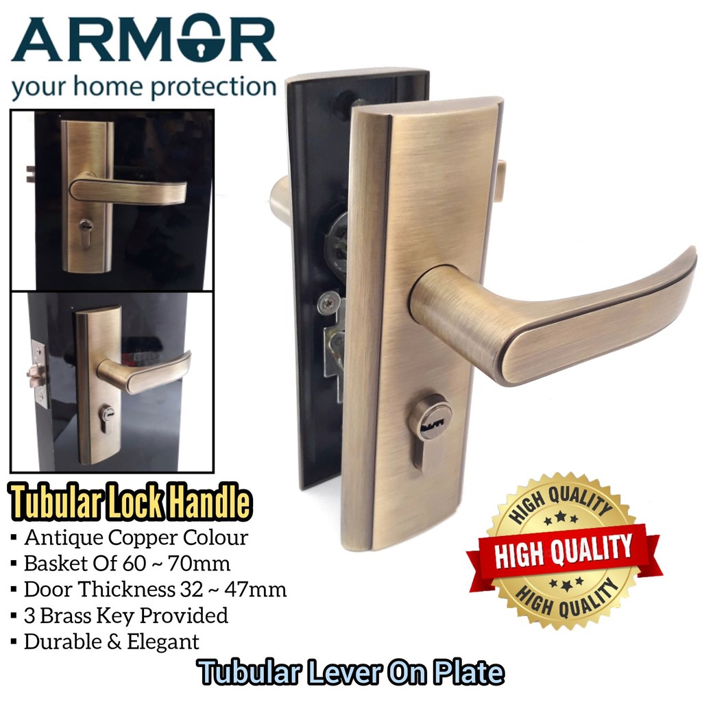ARMOR Tubular Lever On Plate For Door Entrance Tubular Lever Lock ...