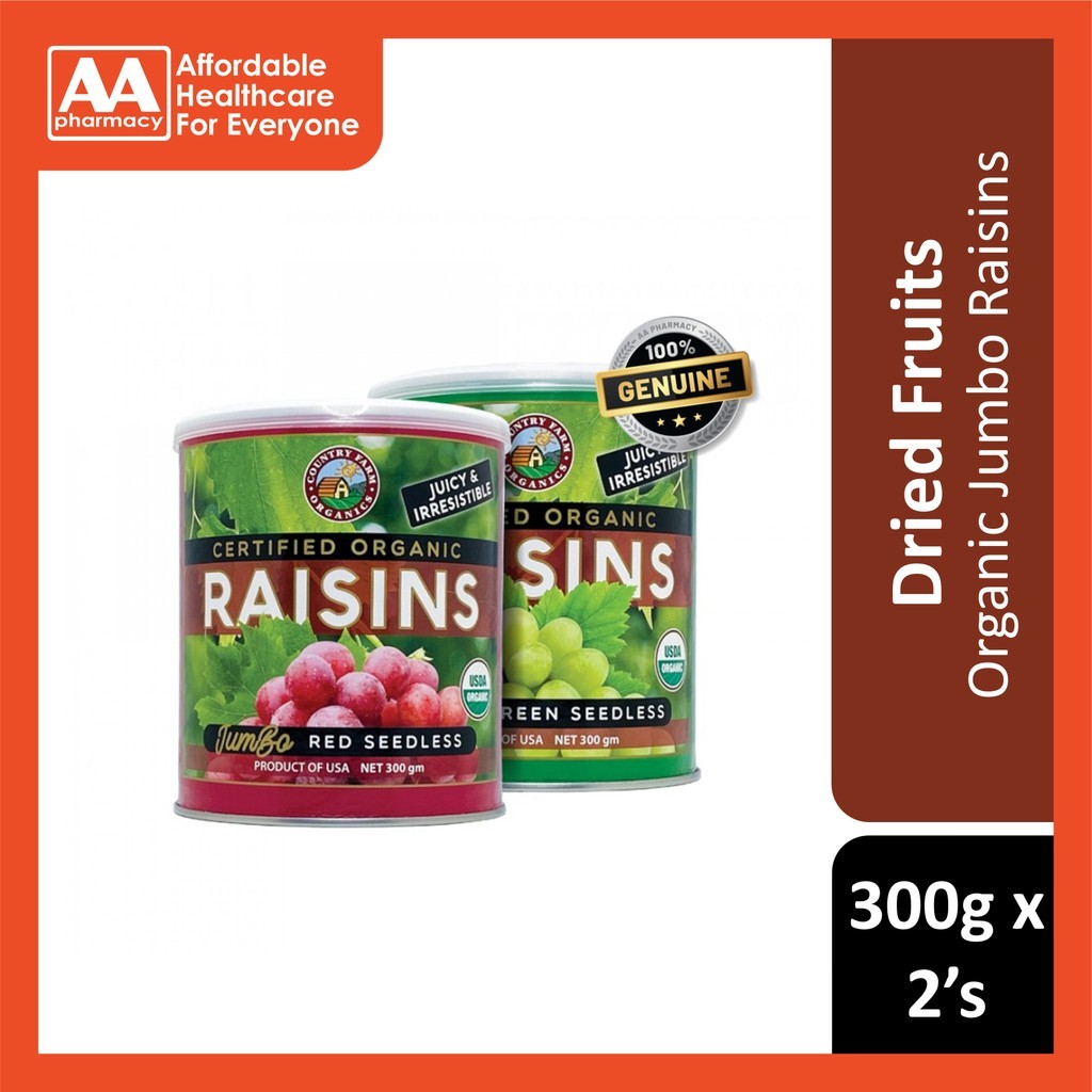 Country Farm Organic Jumbo Red and Green Raisins Twinpack 300gx2's | Shopee Malaysia