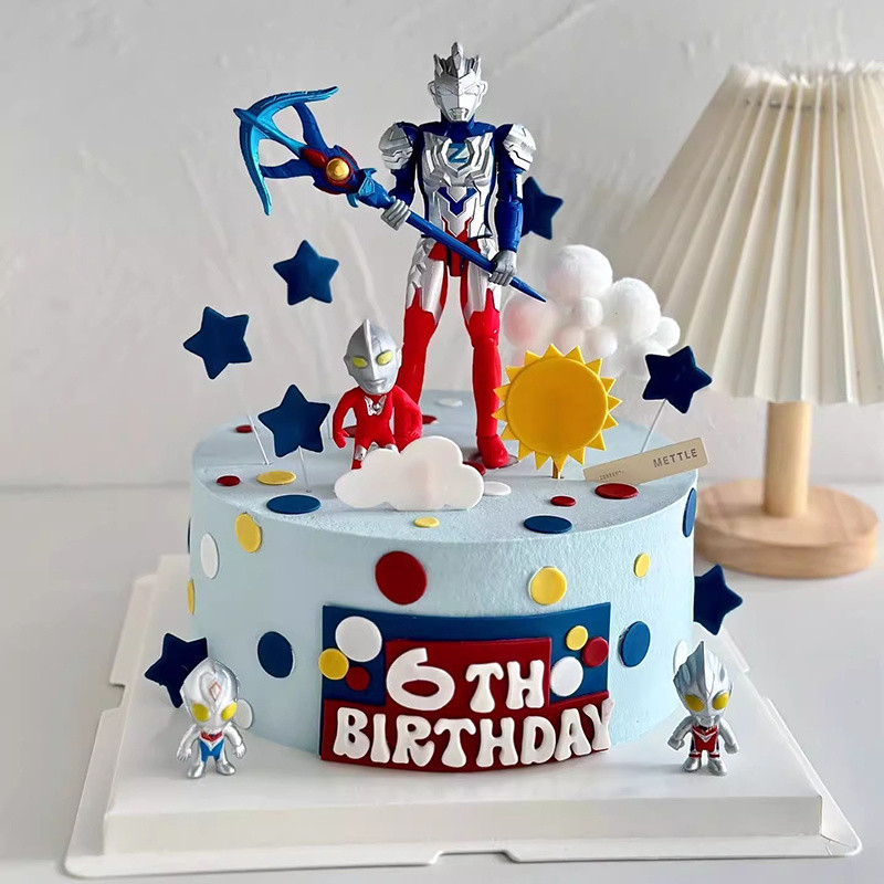 Ultraman Toys Baking Cake Topper Decoration Hero Superman Fight Monster ...