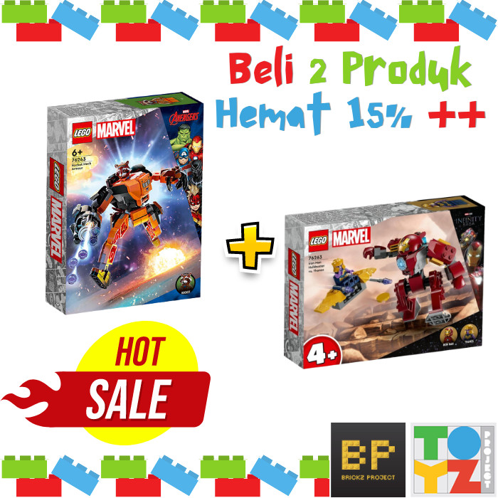 Lego Marvel 76243 Rocket Mech Armor & 76263 Iron Man Hulkbuster vs ...