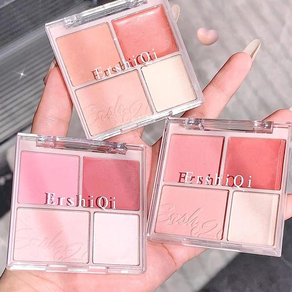 4 Colors Blush Palette Natural Pink Blush Powder Highlight Tint 3d ...