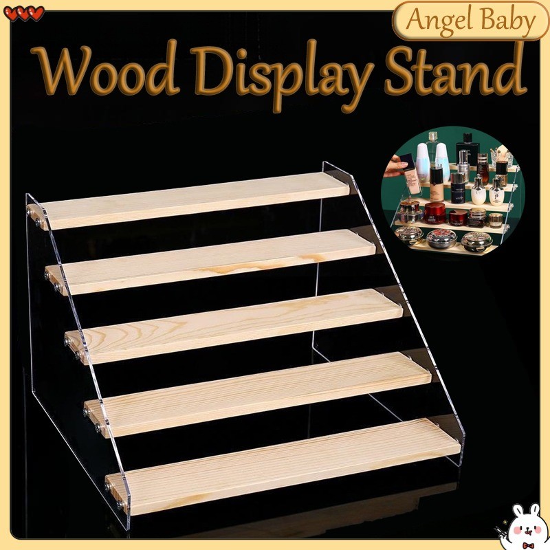 2-5 Layers Clear Acrylic Wood Display Stand Figure Display Storage ...