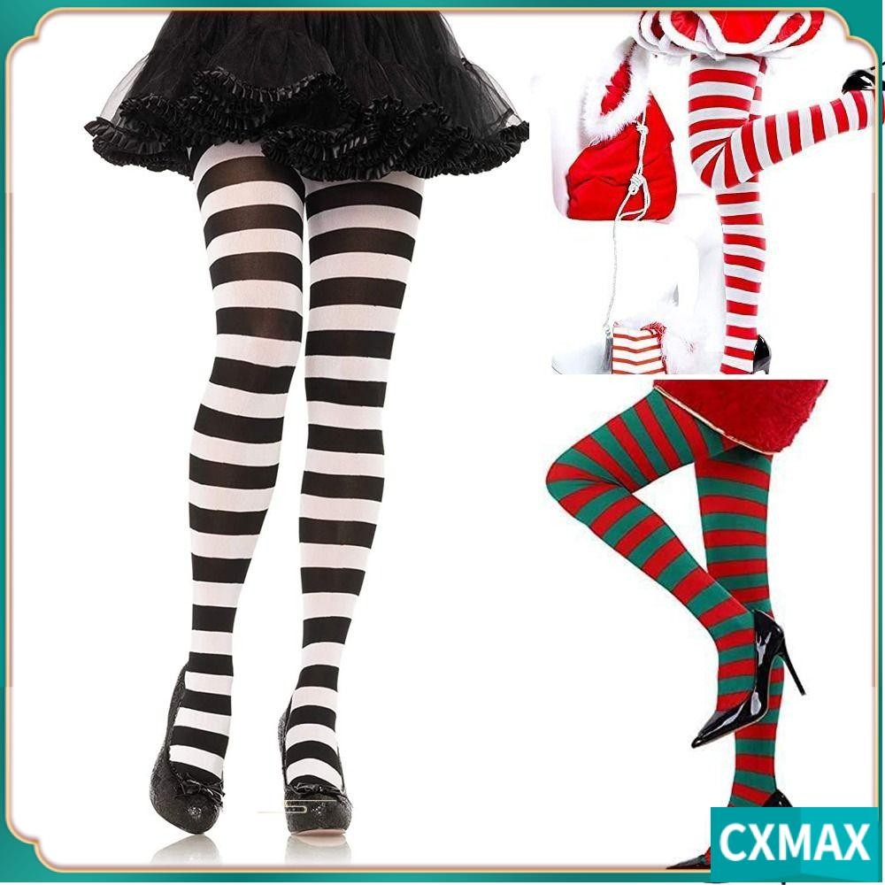 CVMAX Pantyhose, Striped Cotton High Stockings, Cute Cosplay Elastic ...