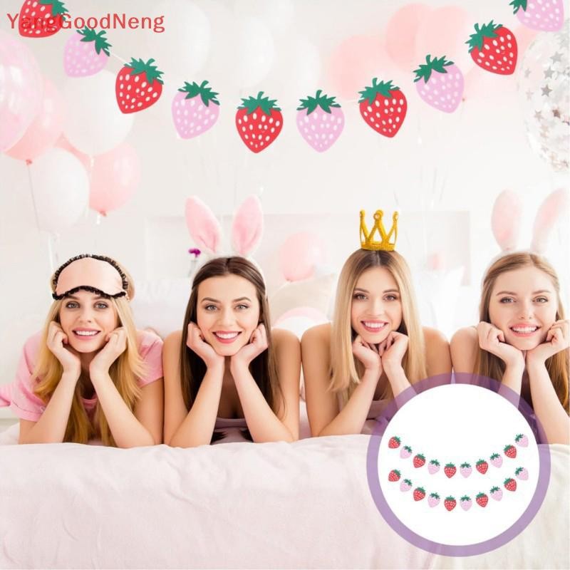 (YGN) Strawberry Happy Birthday Banner Birthday Party Decor Kids ...