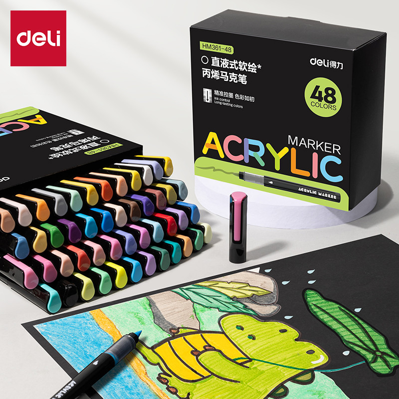 Deli Acrylic Paint Marker Soft Tip Pen Paint Drawing Colouring Painting ...