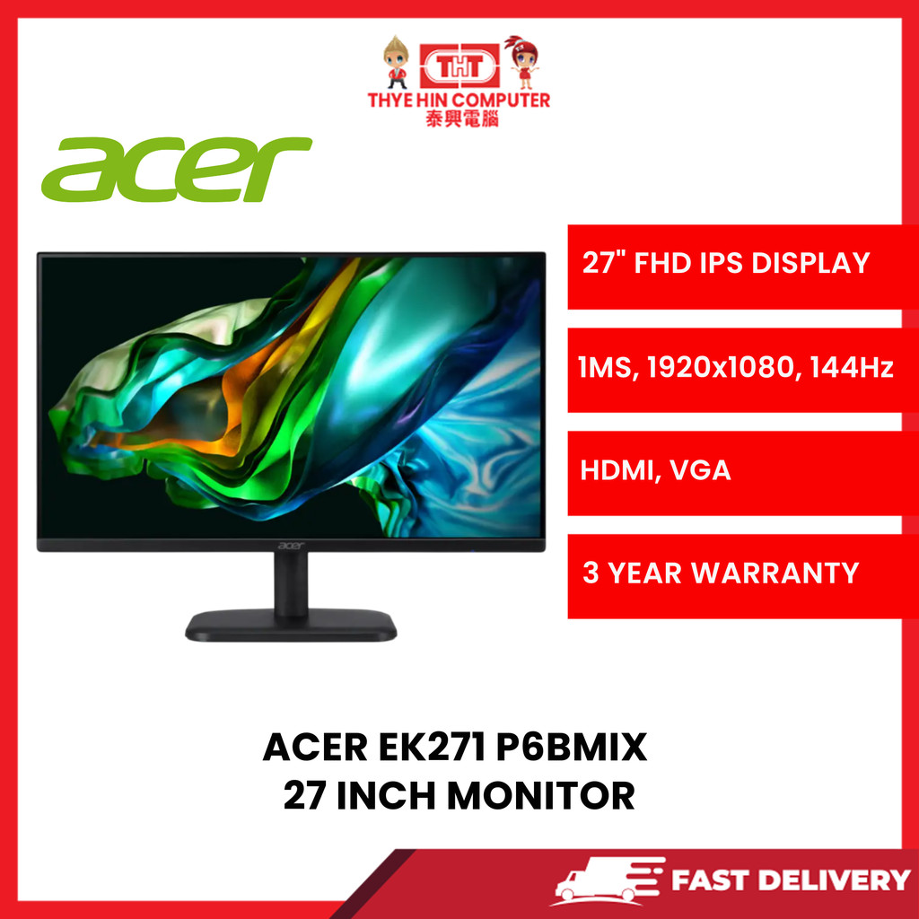 ACER EK271 P6BMIX, 27H, LED, BLACK, 250NITS MONITOR | Shopee Malaysia
