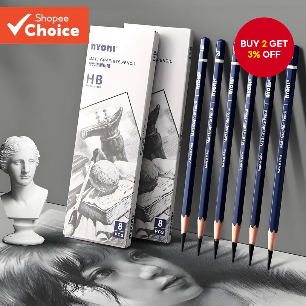 Matte Sketch Pencil HB 2B 4B 6B 8B 12B Artist Students Matt Graphite ...