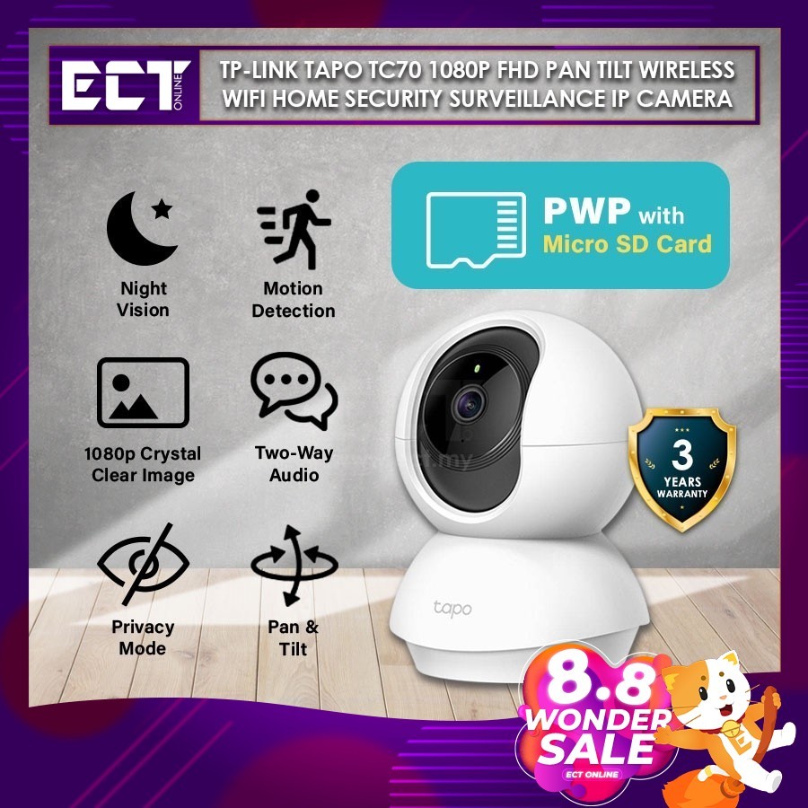 TP-Link Tapo TC70 1080P Full HD - Pan Tilt Wireless WiFi Home Security ...