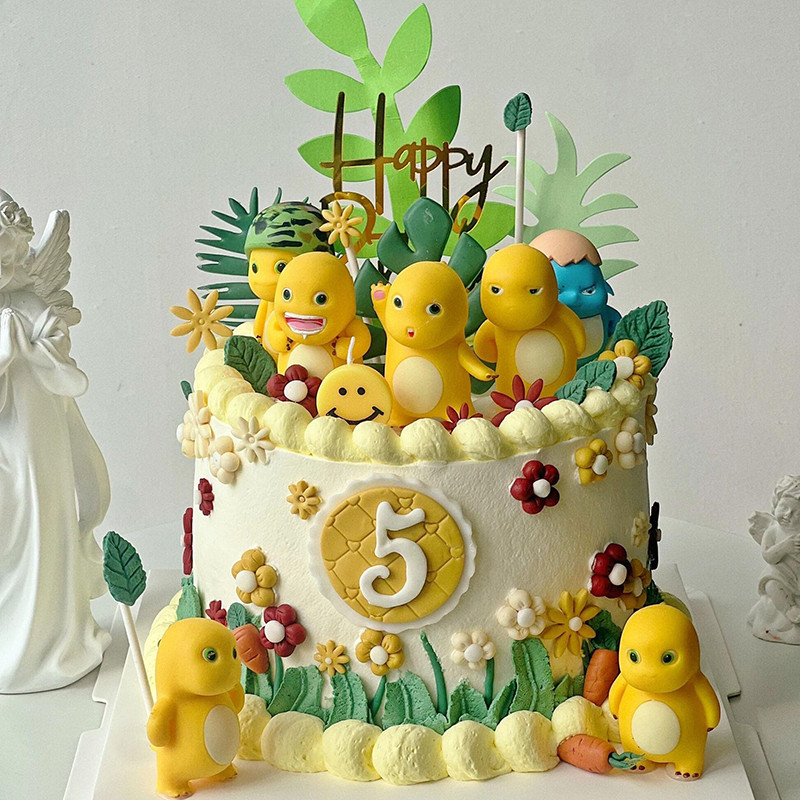 5-7Pcs Little Milk Dragon Cake Decoration Set Figures Cute Nai Long ...