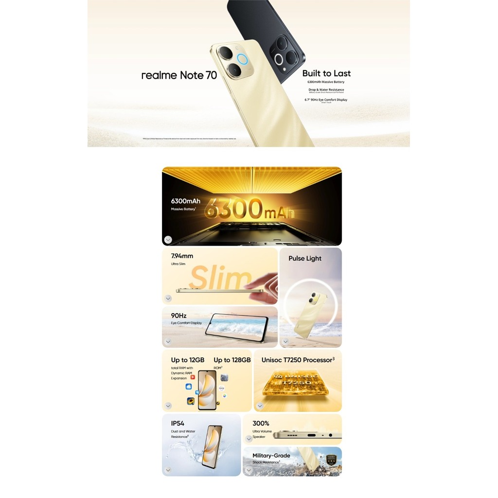 Realme Note 70 Smartphone | Unisoc T7250 | 6.7" IPS LCD Display ...