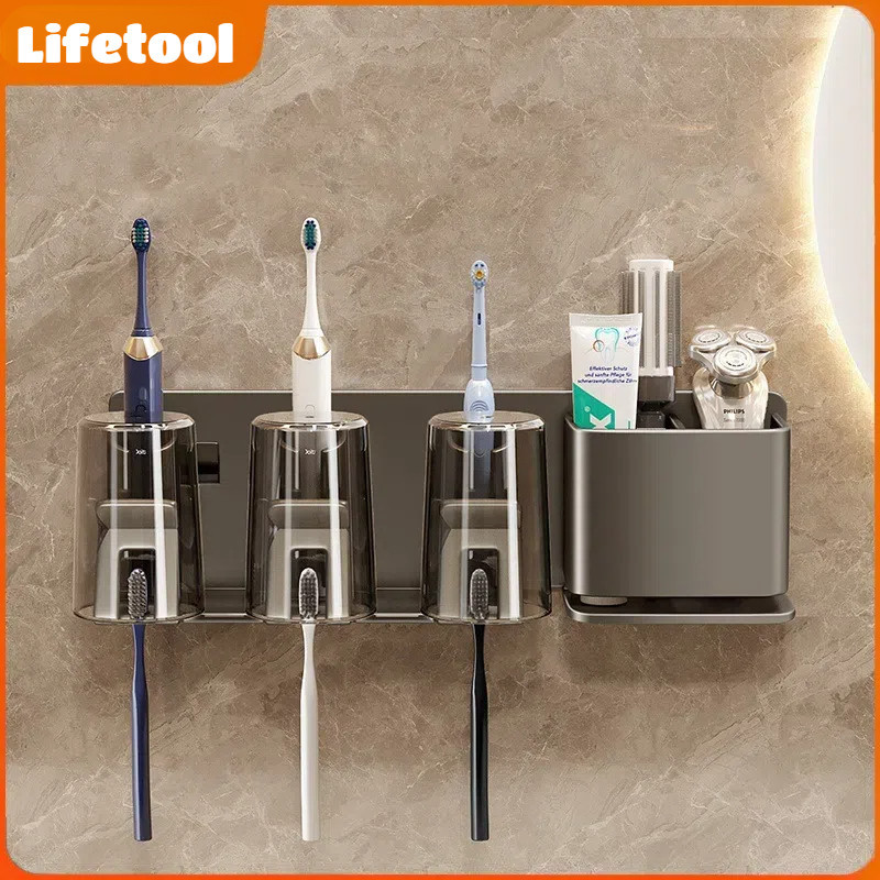 Wall-mounted Toothbrush Holder With Cup, Space Saving Tooth Cup ...