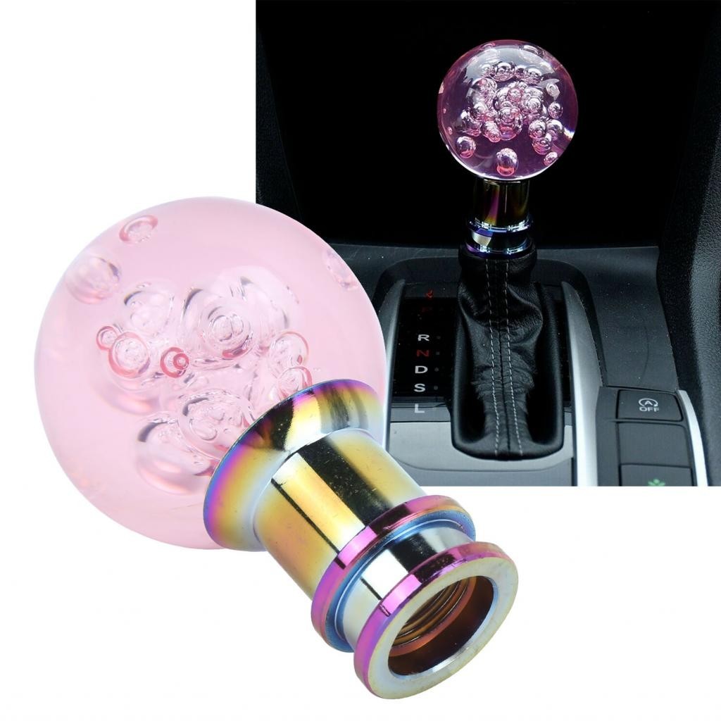 Sudi Manual Shift Knob Gear Stick Shifter Pink Crystal Bubble with 3 ...