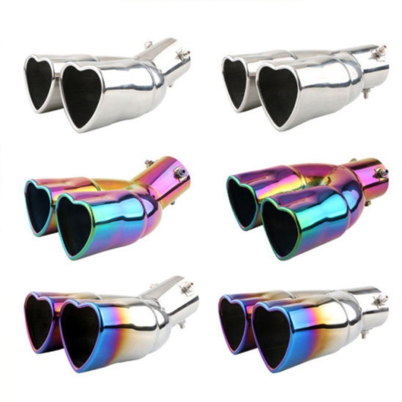 Heart-shaped Car Exhaust Tail Pipe Muffler Stainless Steel Double-row ...