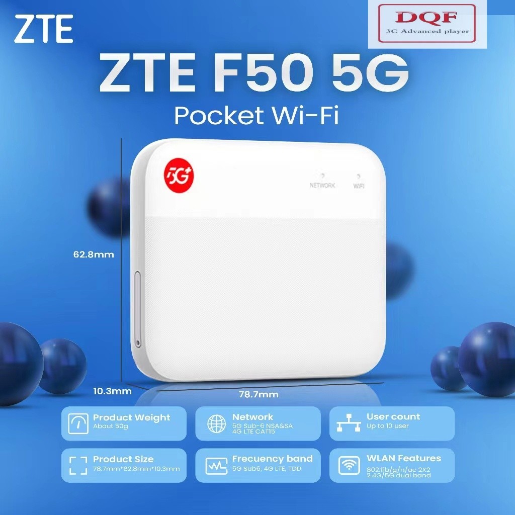 ZTE F50 5G Pocket WiFi Support SA+NSA and Sub-6GHz Frequency | Shopee ...