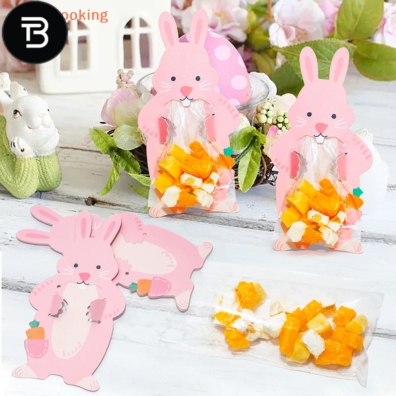 TB 20PCS Easter Rabbit Lollipop Storage Bags Cartoon Candy Box Lollipop ...