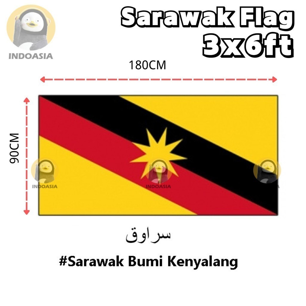 Sarawak Flag90x180cm/ 3x6ft Nylon Sarawak Flag Bendera Negeri Sarawak ...