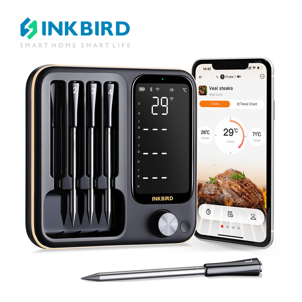 INKBIRD INT-14-BW 4-Probe Wireless Meat Food Thermometer Three-Mode ...