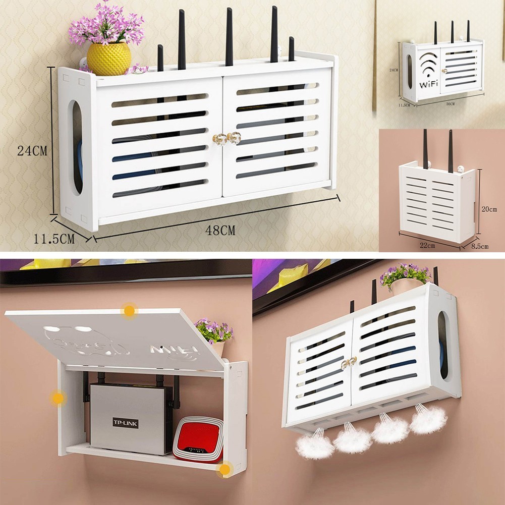 (MULSTORE) Wireless Router Rack Living Room Wall-mounted WiFi Storage ...