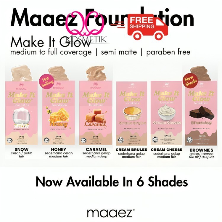 MAAEZ FOUNDATION IT GLOW 15gm/30gm Full Coverage Snow/Honey/Caramel ...