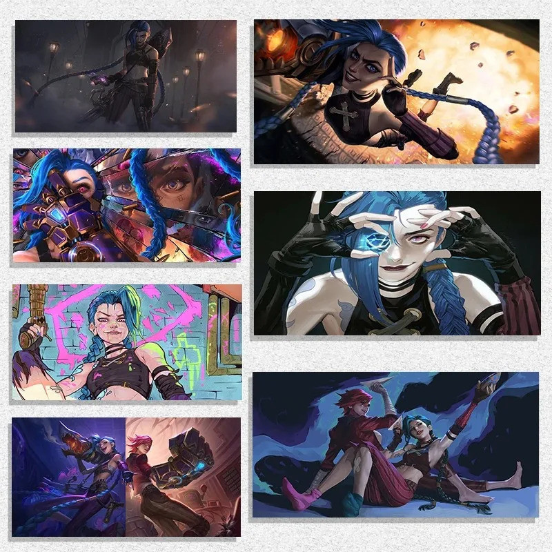 Anime Arcane Series Jinx Vi League of Legends lukisan kanvas Poster ...