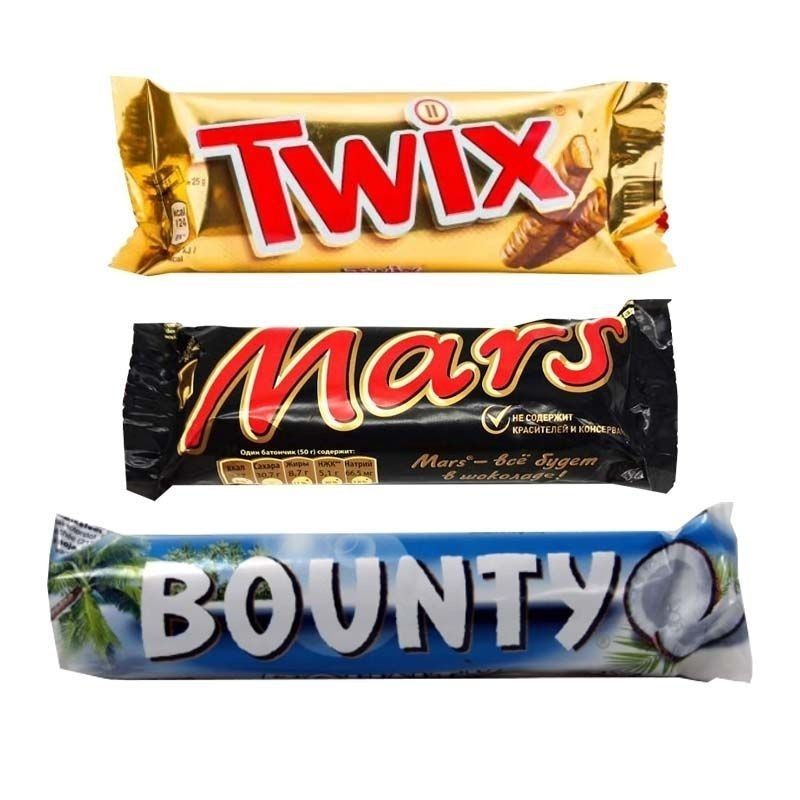3 Pieces Special Package Imported from Russia TWIX BOUNTY MARS Milk ...
