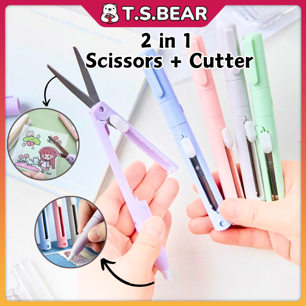 Pen-sized Scissors Ceramic Cutter 2 in 1 Mini Scissor Portable Paper ...