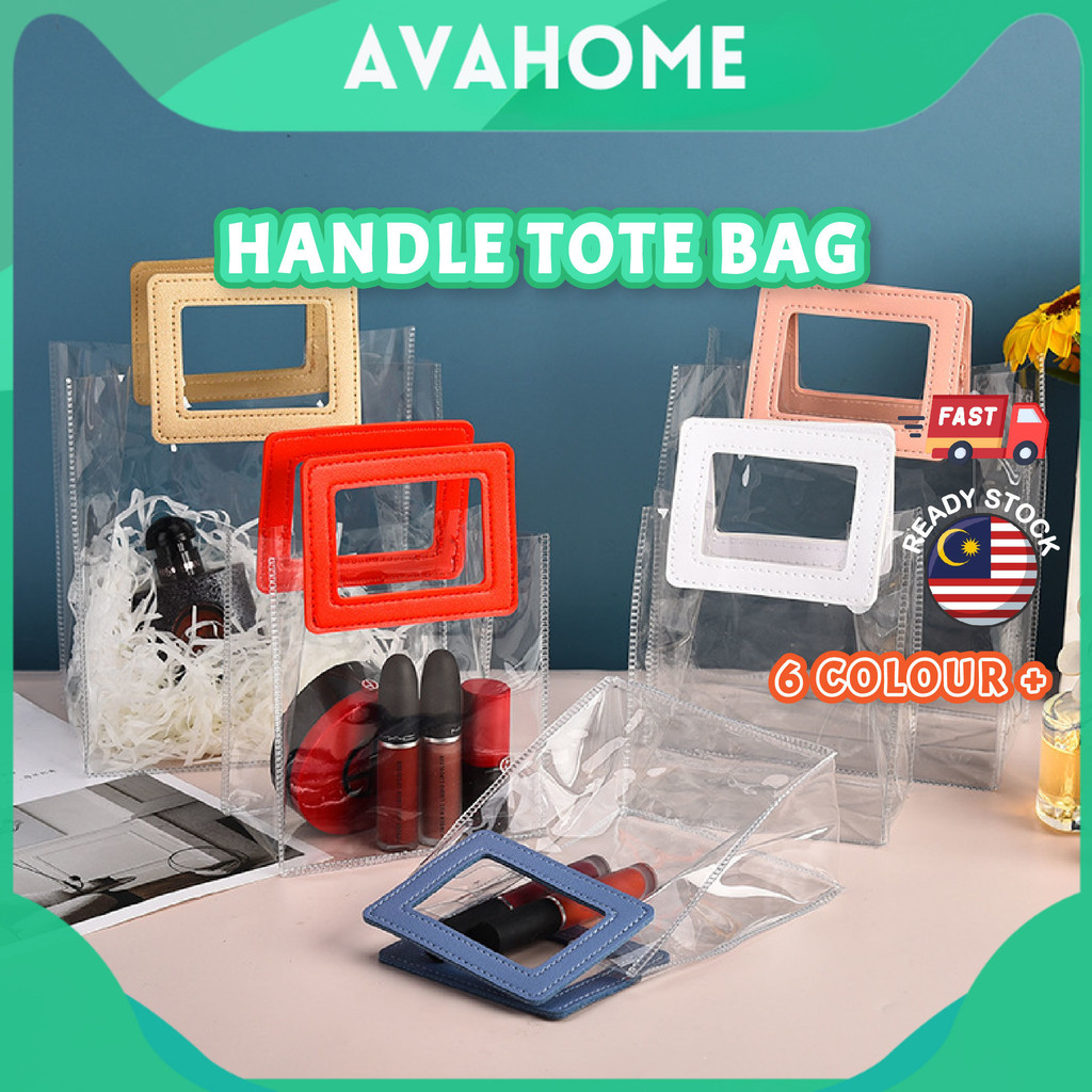 Transparent PVC Handle Tote Bag 1PC Double Layer Transparent Handbag ...